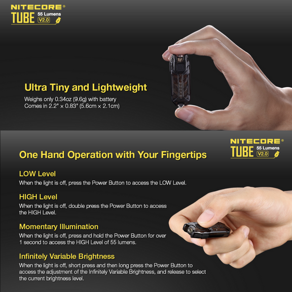 Nitecore TUBE V2.0 LED Keychain 55L Flashlight – The Pisau
