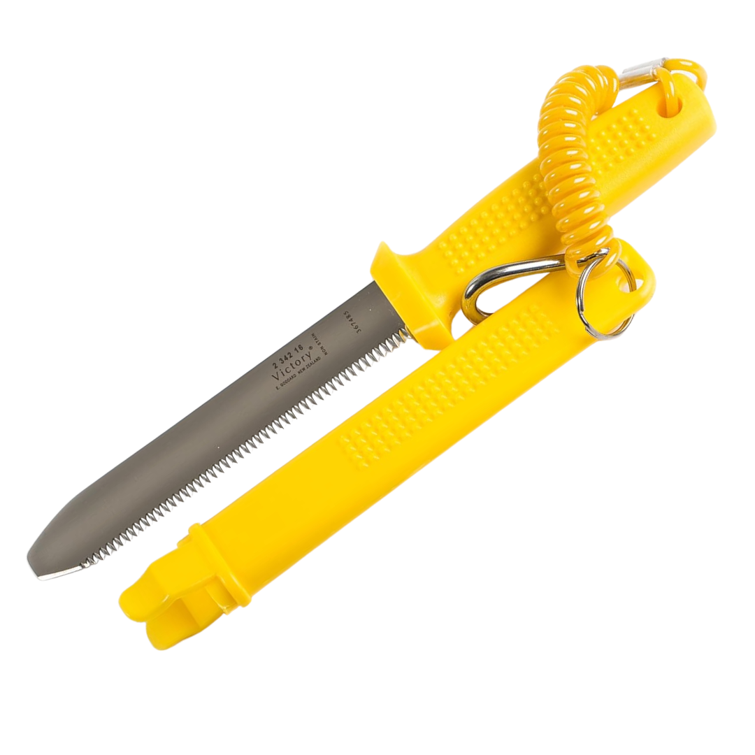 Victory 16cm Diving Knife (Blunt Tip) with Dive Harness Sheath and Lan ...